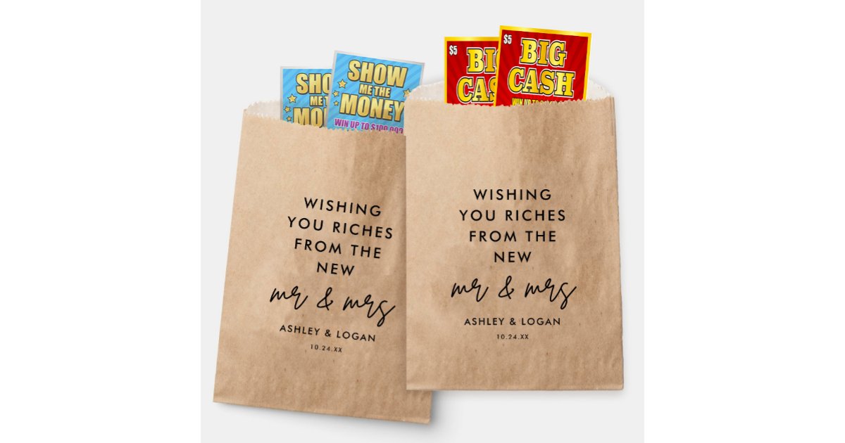 Wishing you Riches Wedding Scratchers Favor Bag | Zazzle