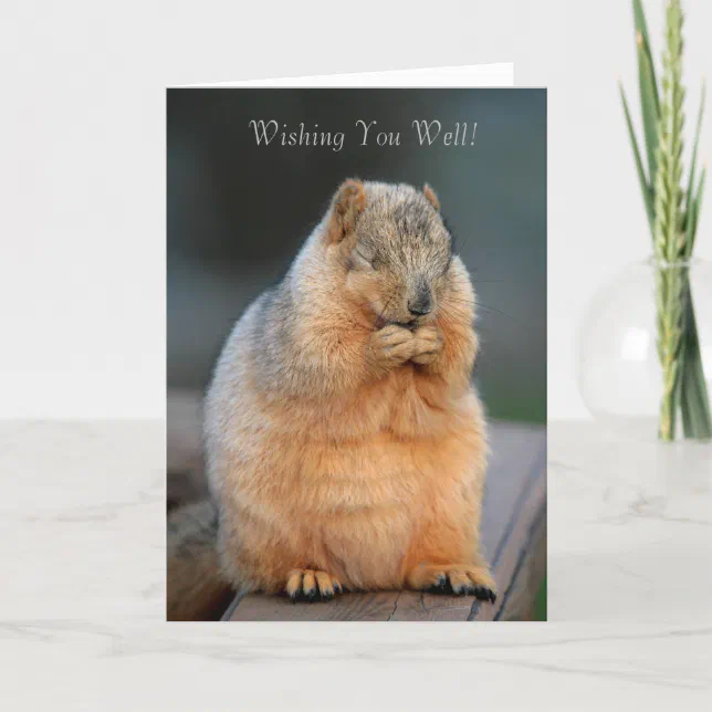 Wishing You Well cute squirrel card | Zazzle