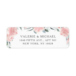 Wispy Pink Floral Watercolor Border Label | Zazzle