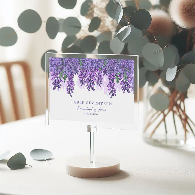 Wisteria Garden Romance Purple Wedding Table Number | Zazzle