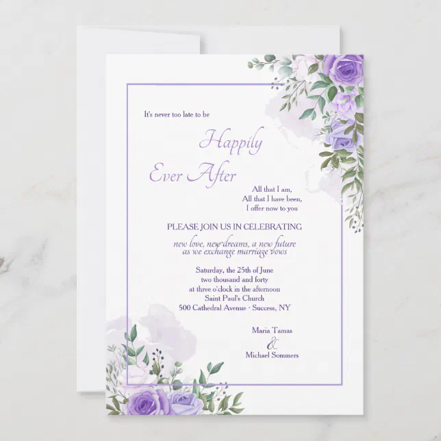 Wisteria Never Too Late Wedding Invitation | Zazzle
