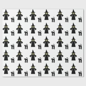 Witch and Cat Gift Wrapping Paper by Cheeky Witch | Zazzle
