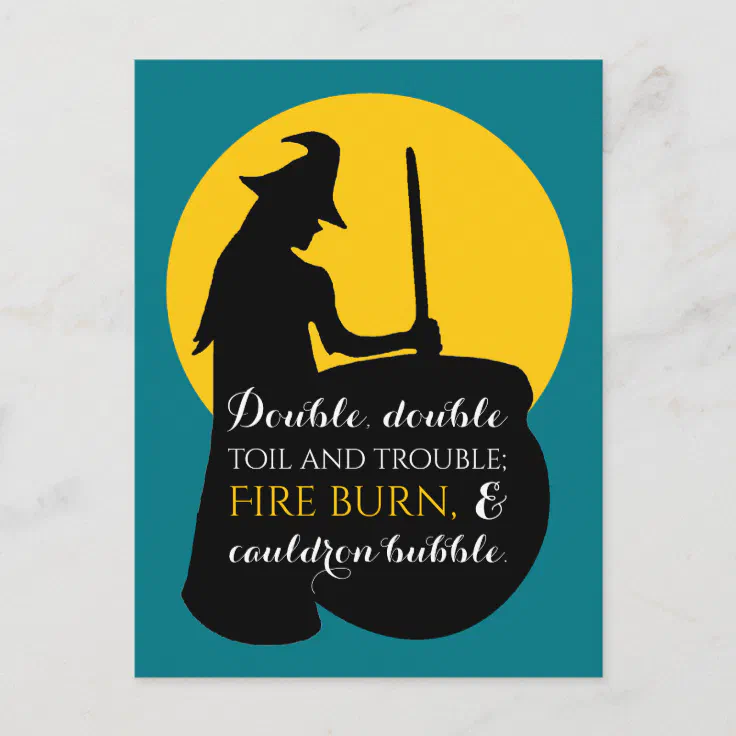 Witch and Moon Magic Spell Invitation Postcard | Zazzle