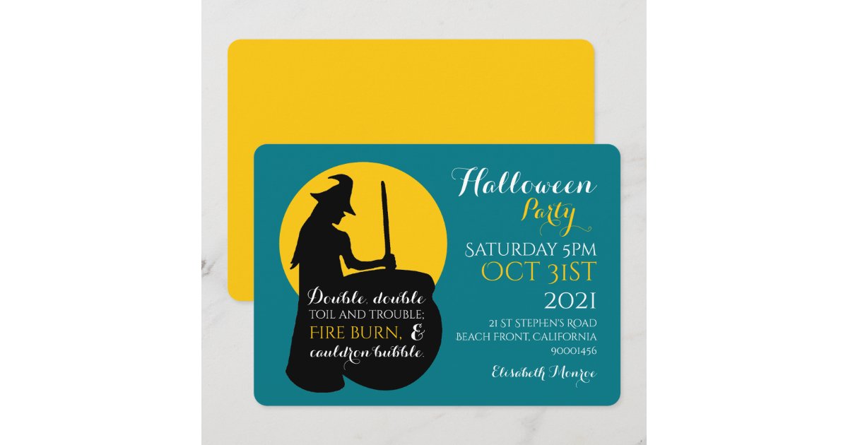 Witch and Moon Magic Spell Party Invitation | Zazzle