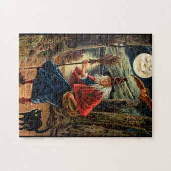 Witch at Halloween Night Jigsaw Puzzle | Zazzle