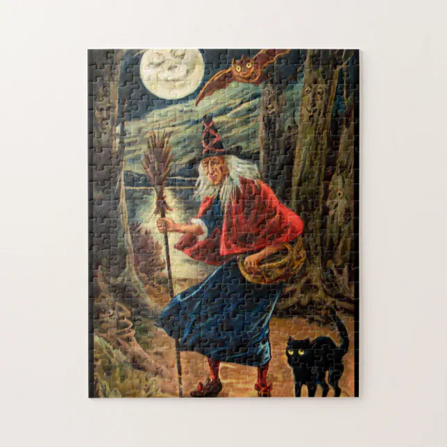 Witch at Halloween Night Jigsaw Puzzle | Zazzle