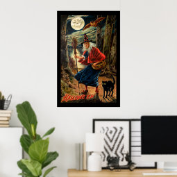 Witch at Halloween Night Poster | Zazzle