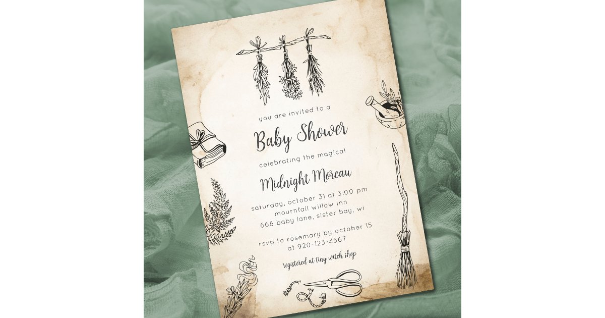 Witch Baby Shower Invitation | Zazzle