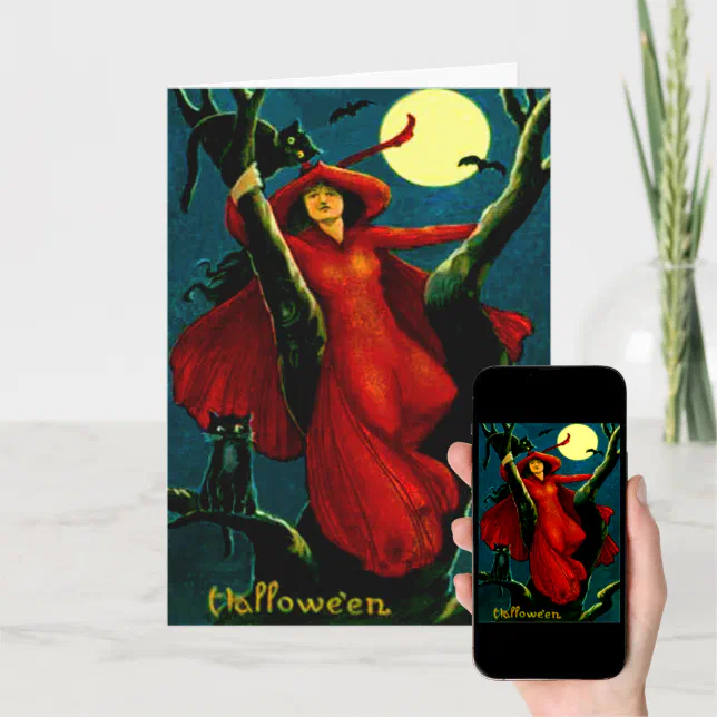 Witch & Black Cats Card | Zazzle