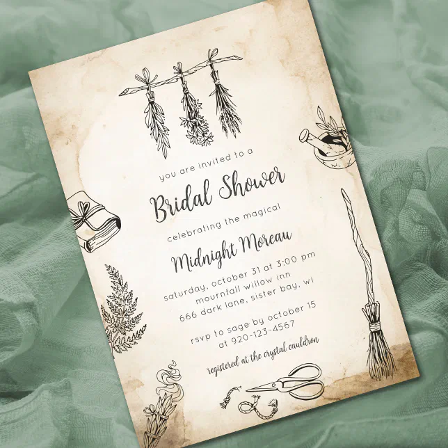 Witch Bridal Shower Invitation | Zazzle