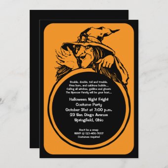 Witch Crystal Ball Halloween Party Invitation | Zazzle