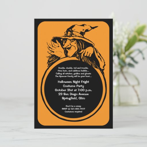 Witch Crystal Ball Halloween Party Invitation | Zazzle