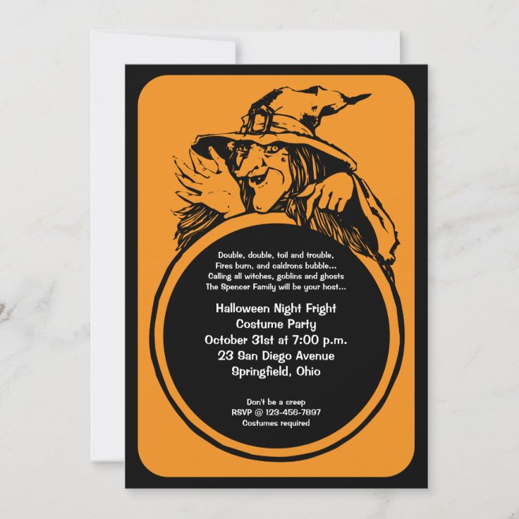 Witch Crystal Ball Halloween Party Invitation | Zazzle
