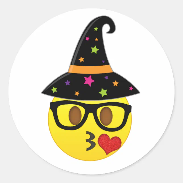 Witch Emoji Halloween Stickers for Kids | Zazzle