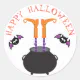 Witch Feet in Cauldron Halloween Classic Round Sticker | Zazzle
