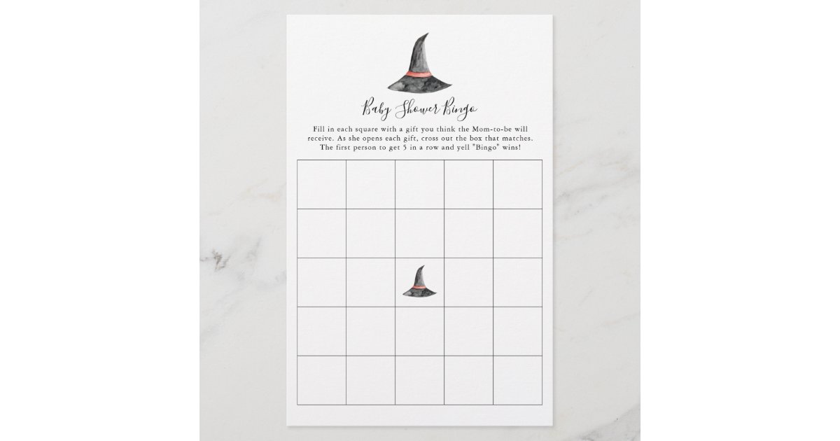 Witch Halloween Baby Shower Game Bingo Cute Flyer | Zazzle