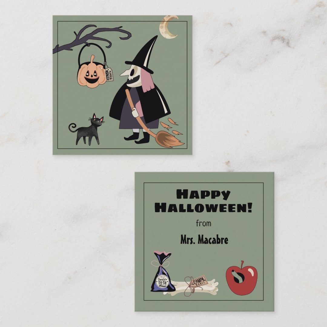 Witch Happy Halloween from Teacher Enclosure Card | Zazzle