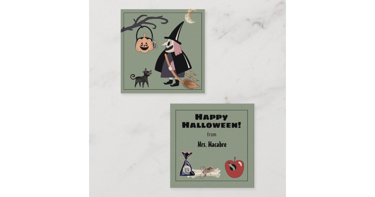 Witch Happy Halloween from Teacher Enclosure Card | Zazzle
