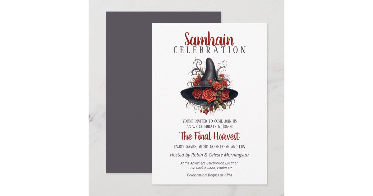 Witch Hat Samhain Harvest Halloween Party Invitation | Zazzle