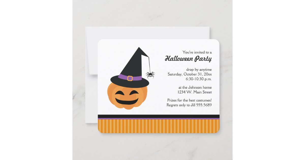 Witch Jack o Lantern Halloween Party Invitations | Zazzle