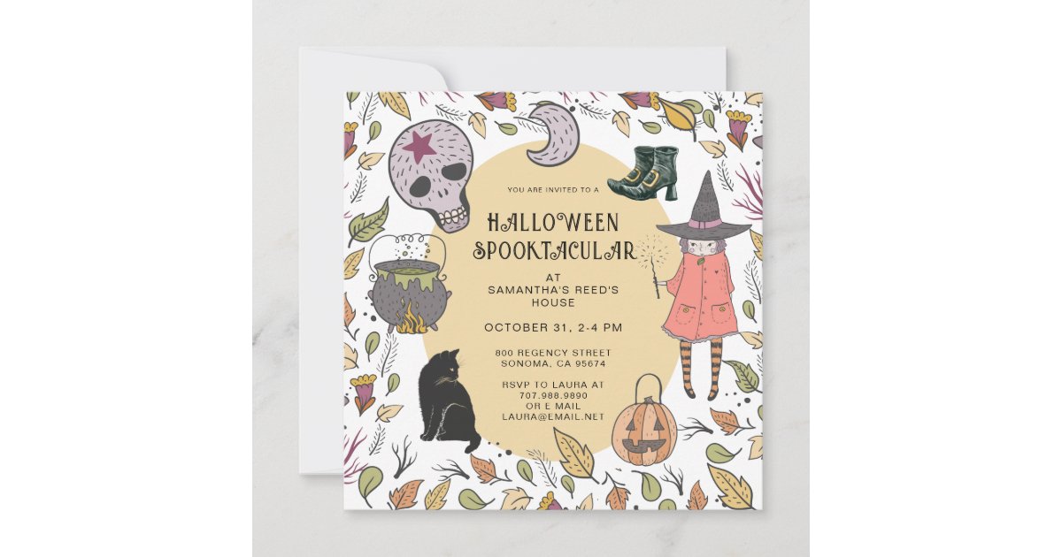 Witch Kid's Halloween Party Invitation | Zazzle