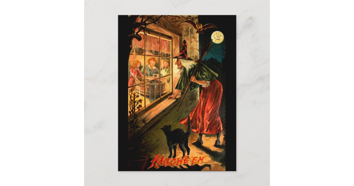 Witch Looking Through Window Postcard | Zazzle