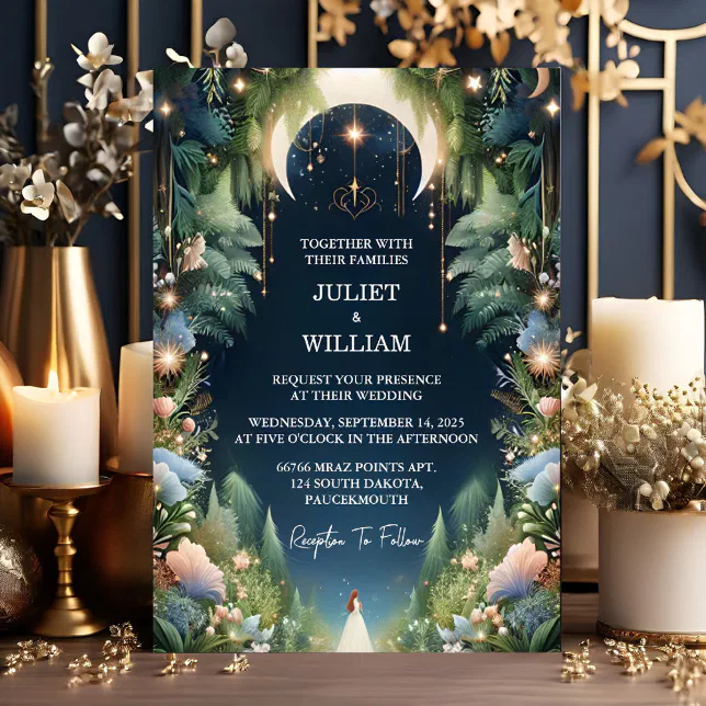 Witch Magical Dream Mystical Stars Moon Wedding Invitation | Zazzle