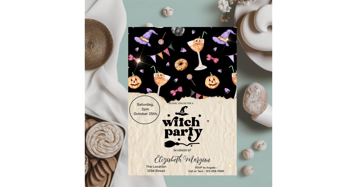 Witch Party Halloween Cocktail Invitation | Zazzle