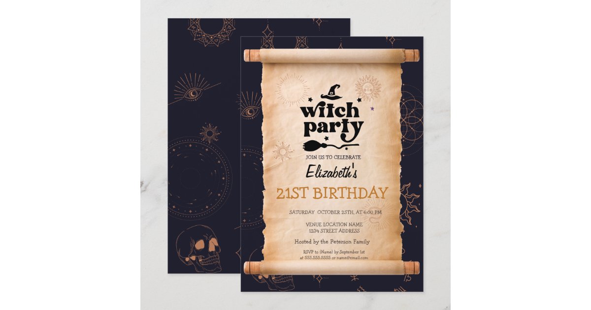 Witch Party Halloween Mystical Birthday Invitation | Zazzle