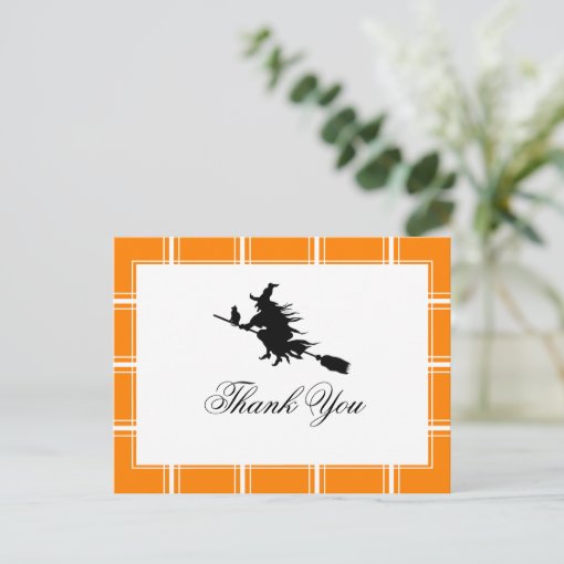 Witch Thank You Halloween Orange Postcard | Zazzle