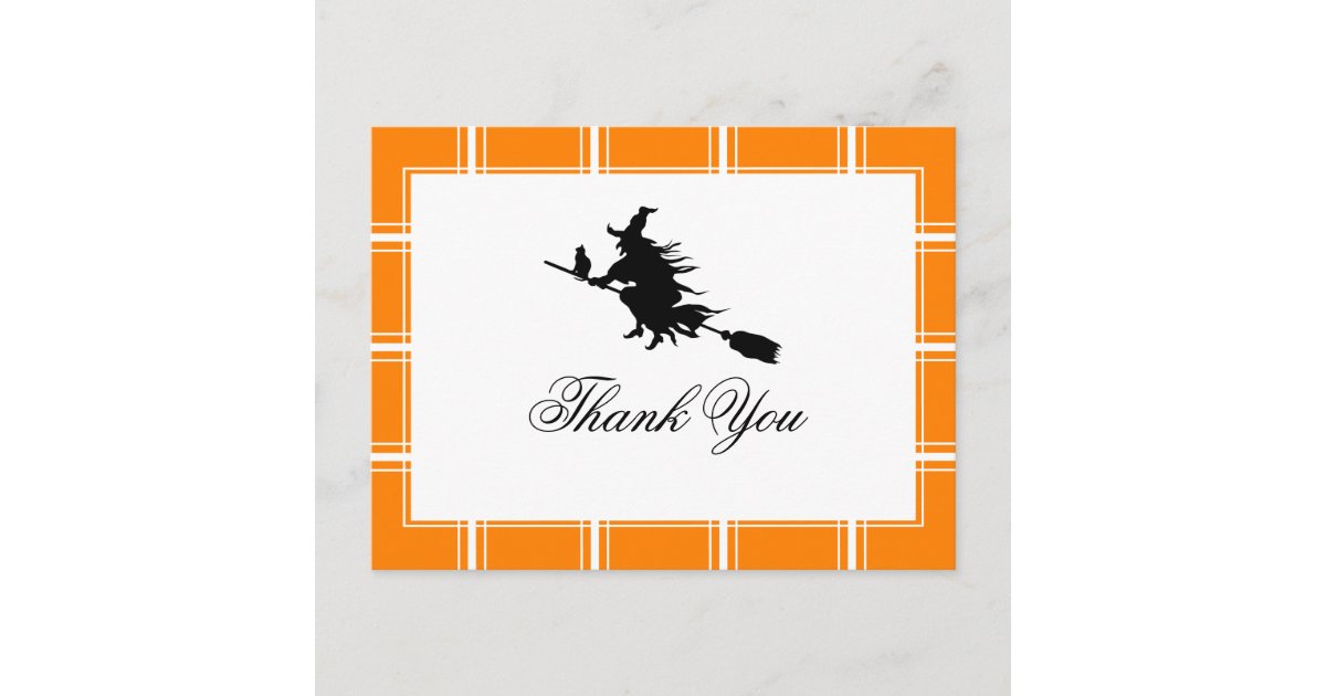 Witch Thank You Halloween Orange Postcard | Zazzle