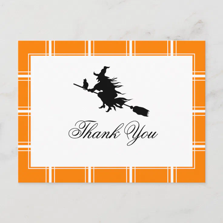 Witch Thank You Halloween Orange Postcard | Zazzle