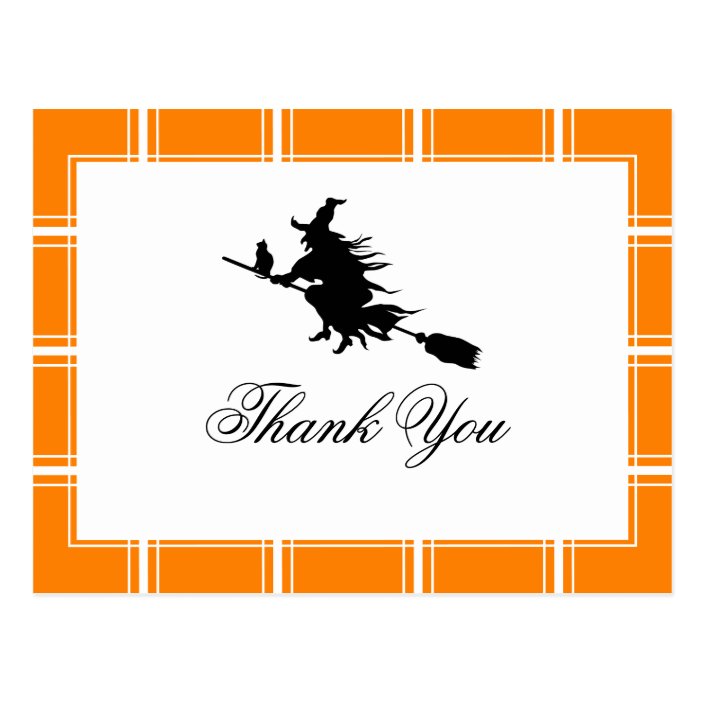 Witch Thank You Halloween Orange Postcard | Zazzle.com