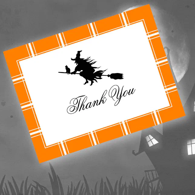 Witch Thank You Halloween Orange Postcard | Zazzle