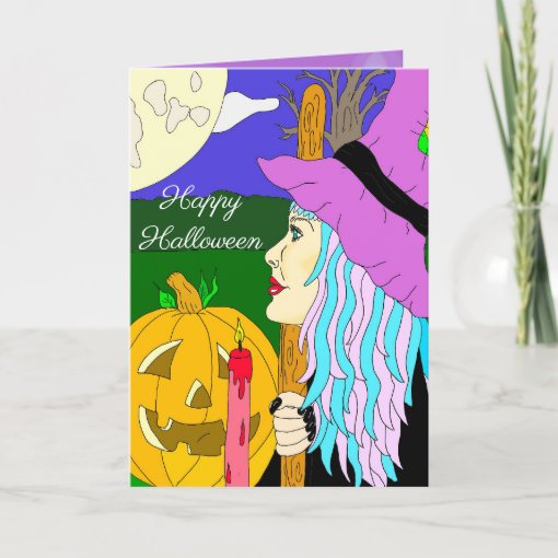 Witch Themed Halloween Card | Zazzle