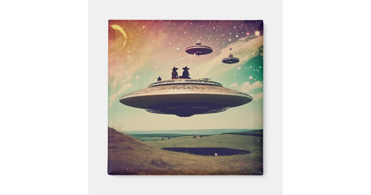 Witch UFO Picnic Magnet | Zazzle
