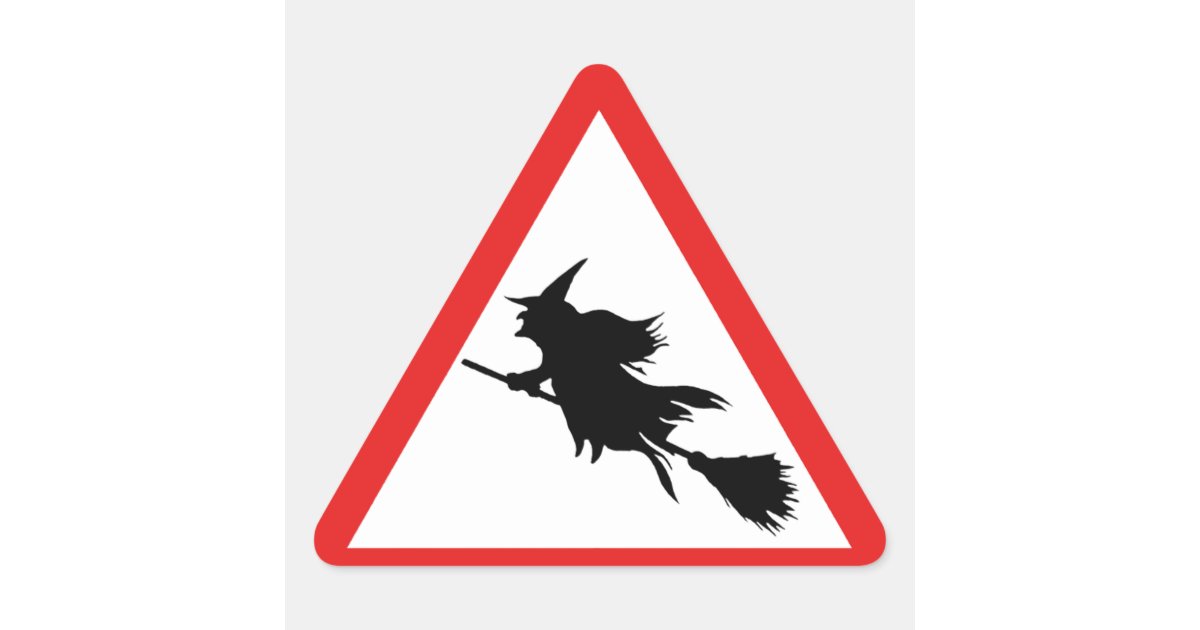 Witch Warning Triangle Sticker | Zazzle