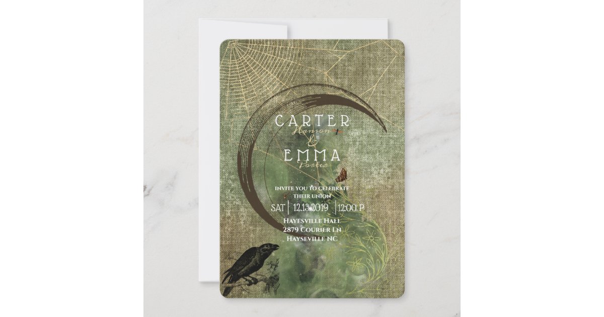 Witch Wicca Spells and Webs Wedding Invitation | Zazzle