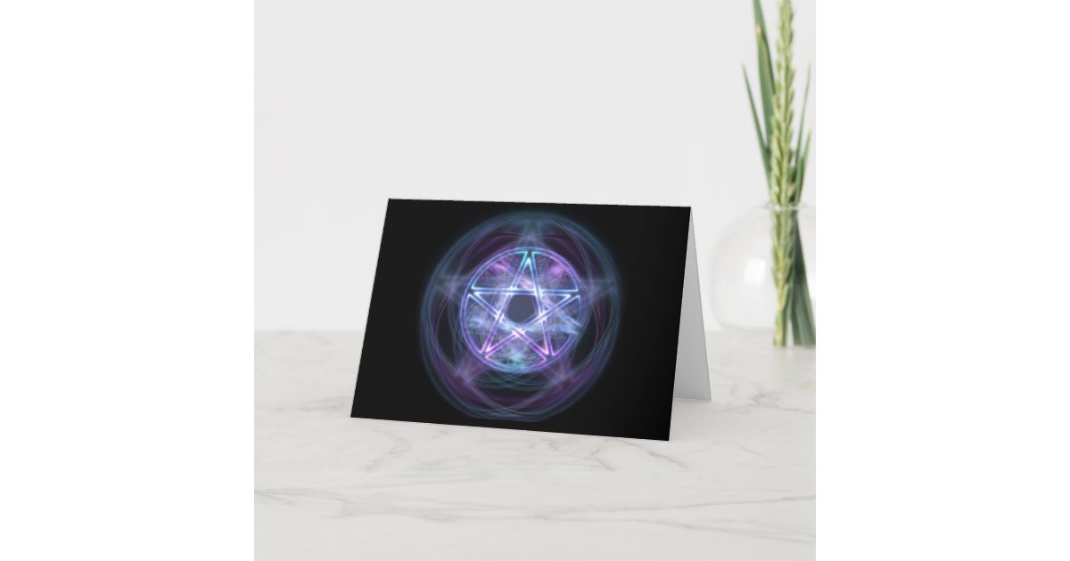 Witchcraft Blue Fire Pentagram Birthday Card | Zazzle
