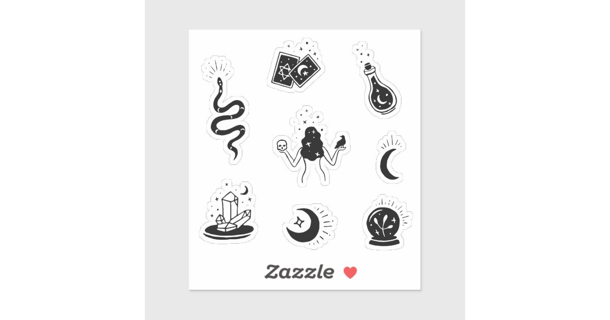 Witchcraft symbols Whimsigoth Sticker | Zazzle