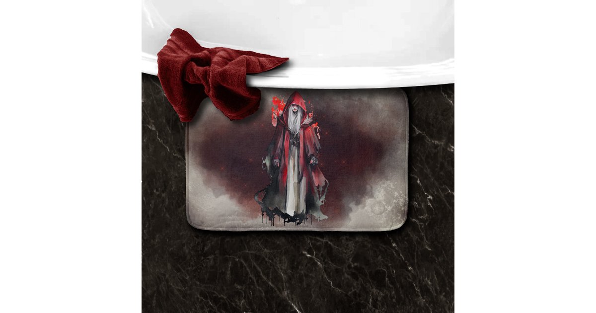 Witchery | Red Witch with Dark Evil Gothic Shadows Bath Mat | Zazzle