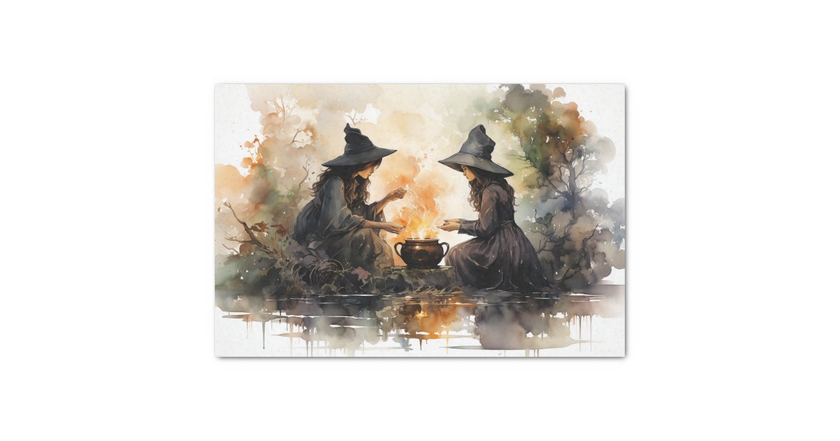 Witches and Cauldron Fall Halloween Decoupage Tissue Paper | Zazzle
