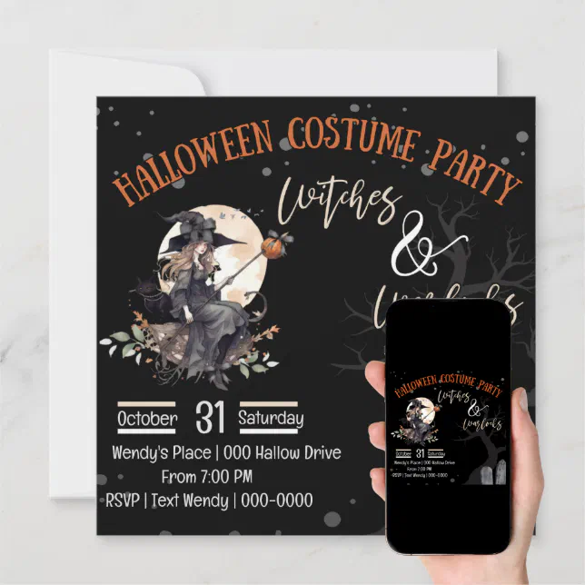 Witches and Warlock Halloween Invitation | Zazzle