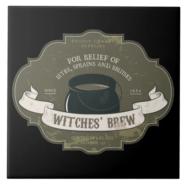 Witches Brew Vintage Halloween Label Tile | Zazzle