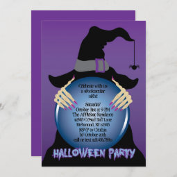 Witches Crystal Ball Halloween Invitation | Zazzle