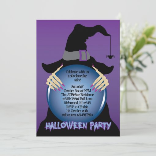 Witches Crystal Ball Halloween Invitation | Zazzle
