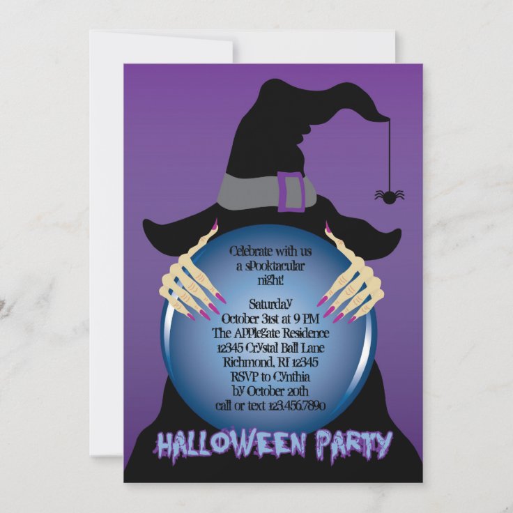 Witches Crystal Ball Halloween Invitation | Zazzle