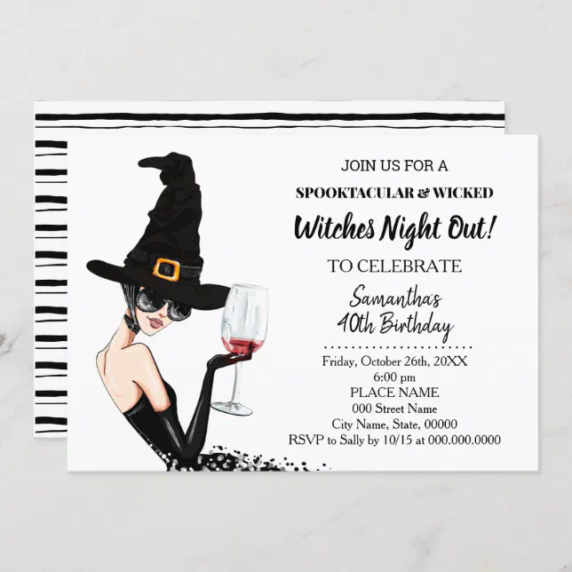 Witches girls night out halloween Birthday party Invitation | Zazzle