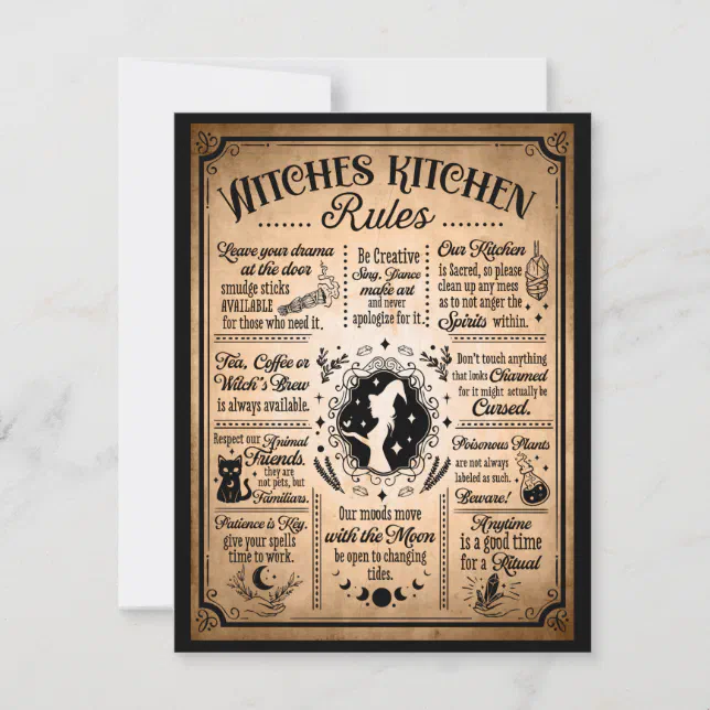 Witches Kitchen Rules Vintage Halloween Note Card | Zazzle