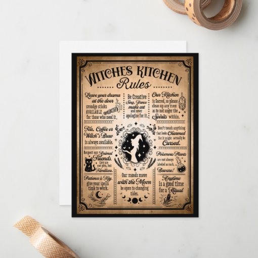 Witches Kitchen Rules Vintage Halloween Note Card | Zazzle